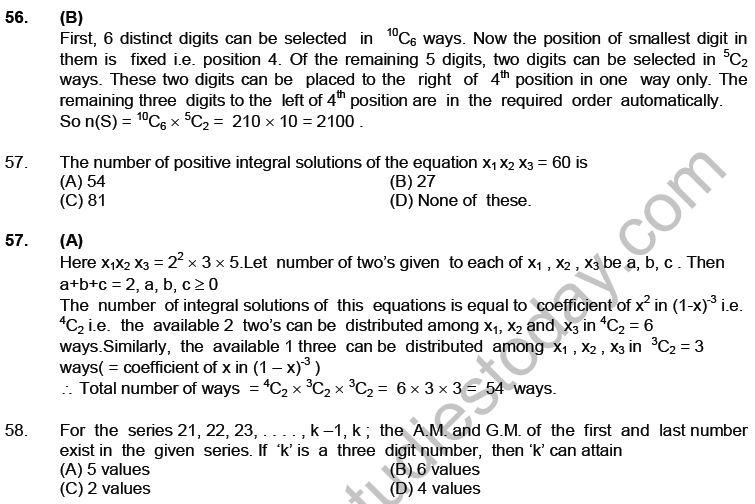 Jee Mathematics Permutation And Combination Mcqs Set A With Answers